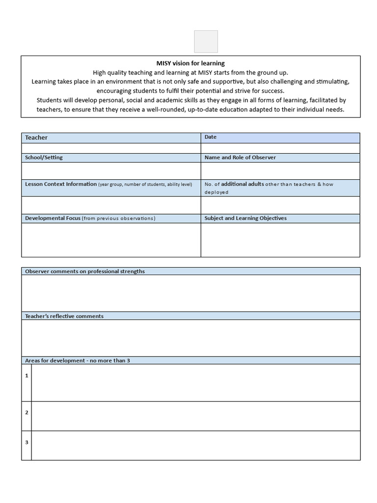 Lesson observation template - 2024 - Google Docs | PDF