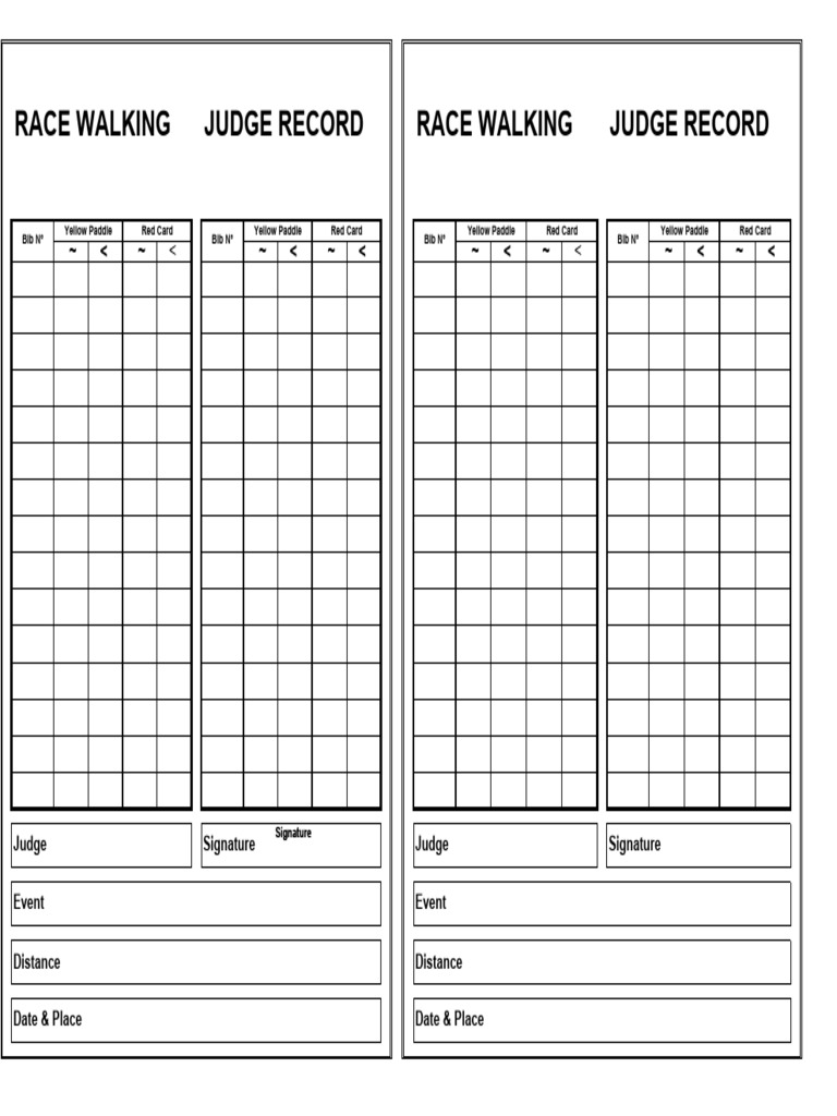Judges Record Sheet 2 Per Page | PDF