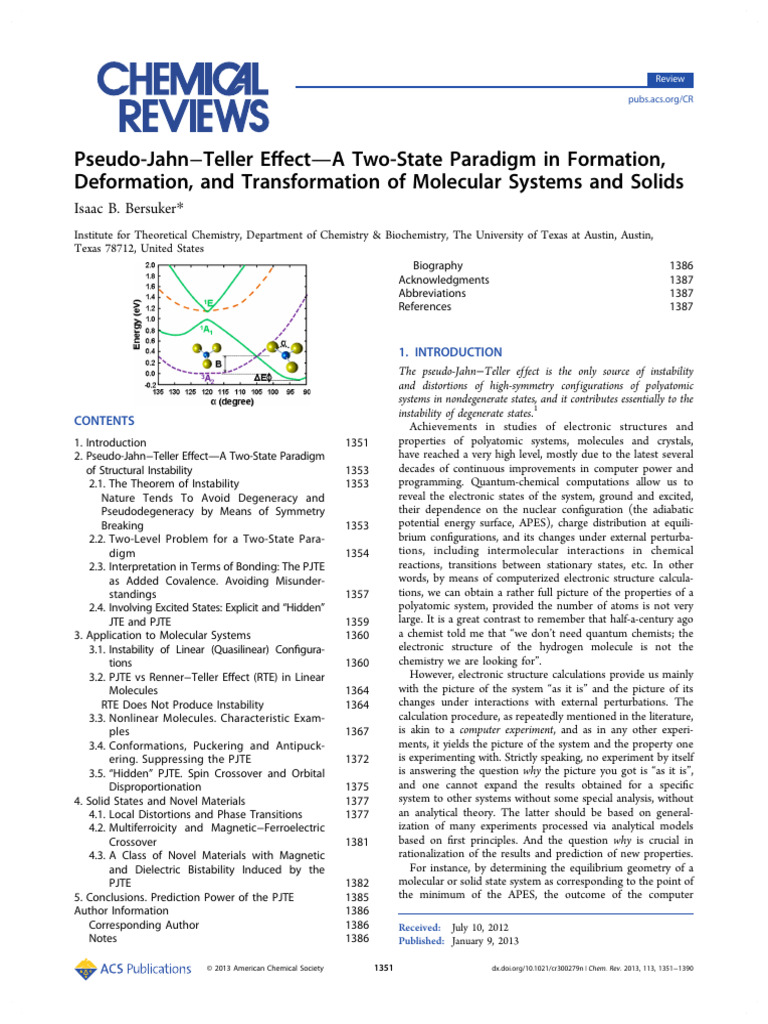 Pseudo-Jahn Teller Effect A Two-State Paradigm in Formation ...