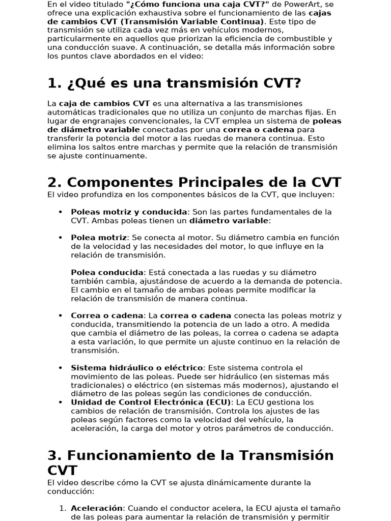 resumen de caja cvt kenyu | PDF | Vehículos terrestres | Vehículo de motor