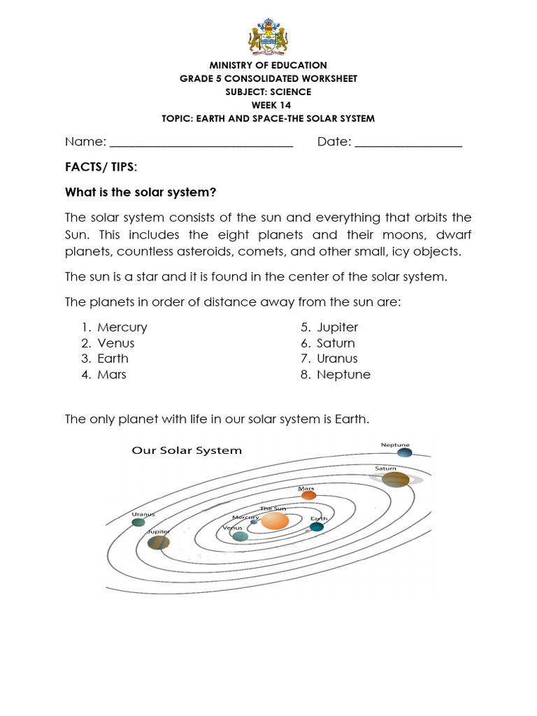 Grade 5 Science Week 14 - 2022 - Consolidated Worksheet | PDF | Solar ...