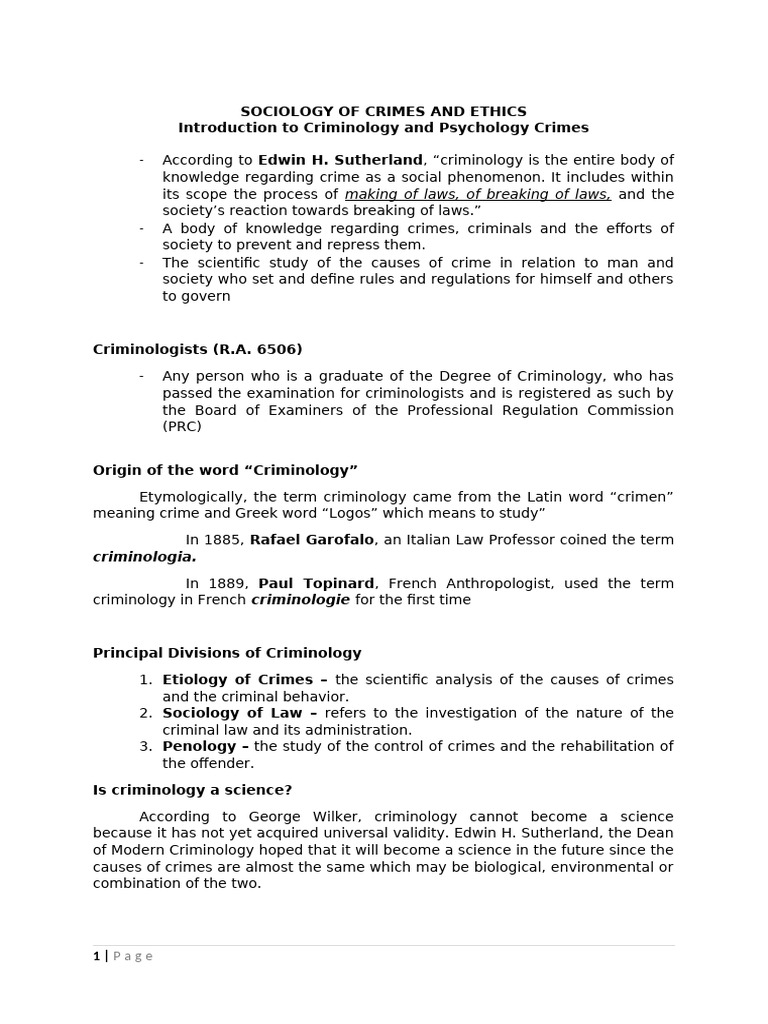 2022 Intro To Crim Edited | PDF | Id | Criminology