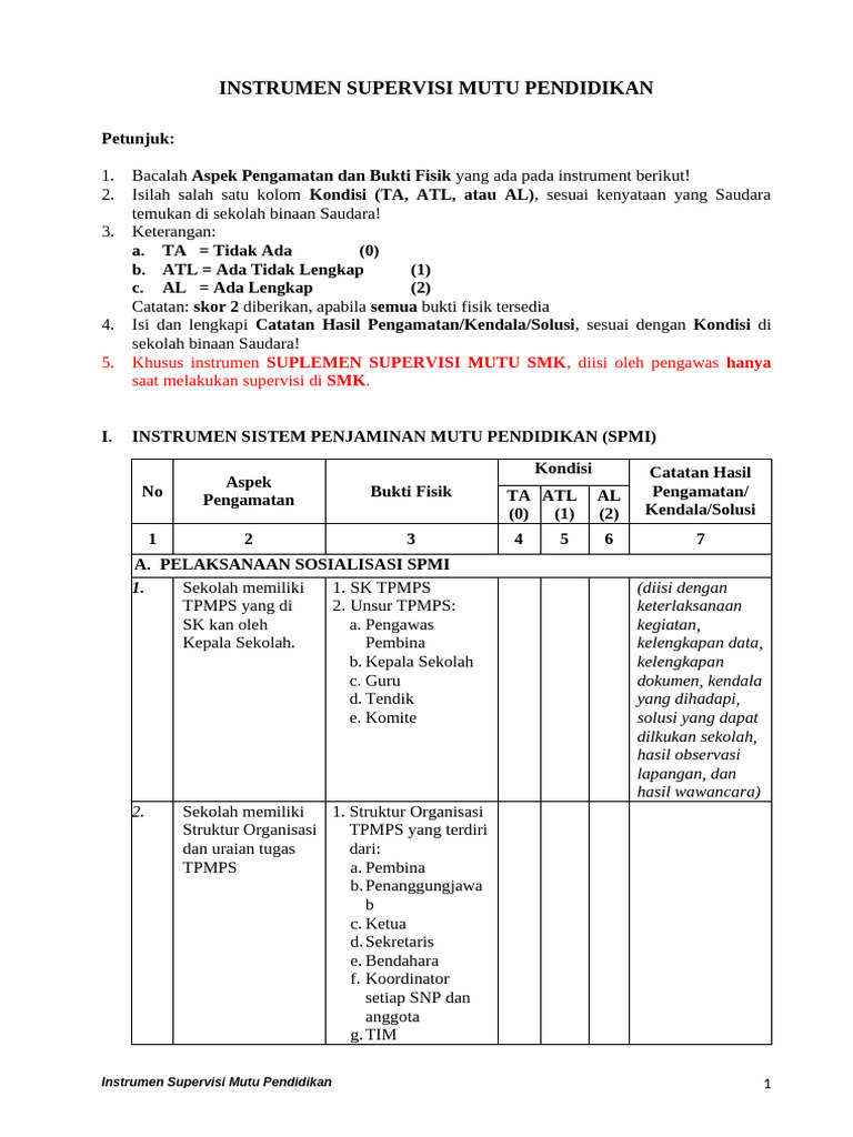Instrumen-Analisis SPMI | PDF