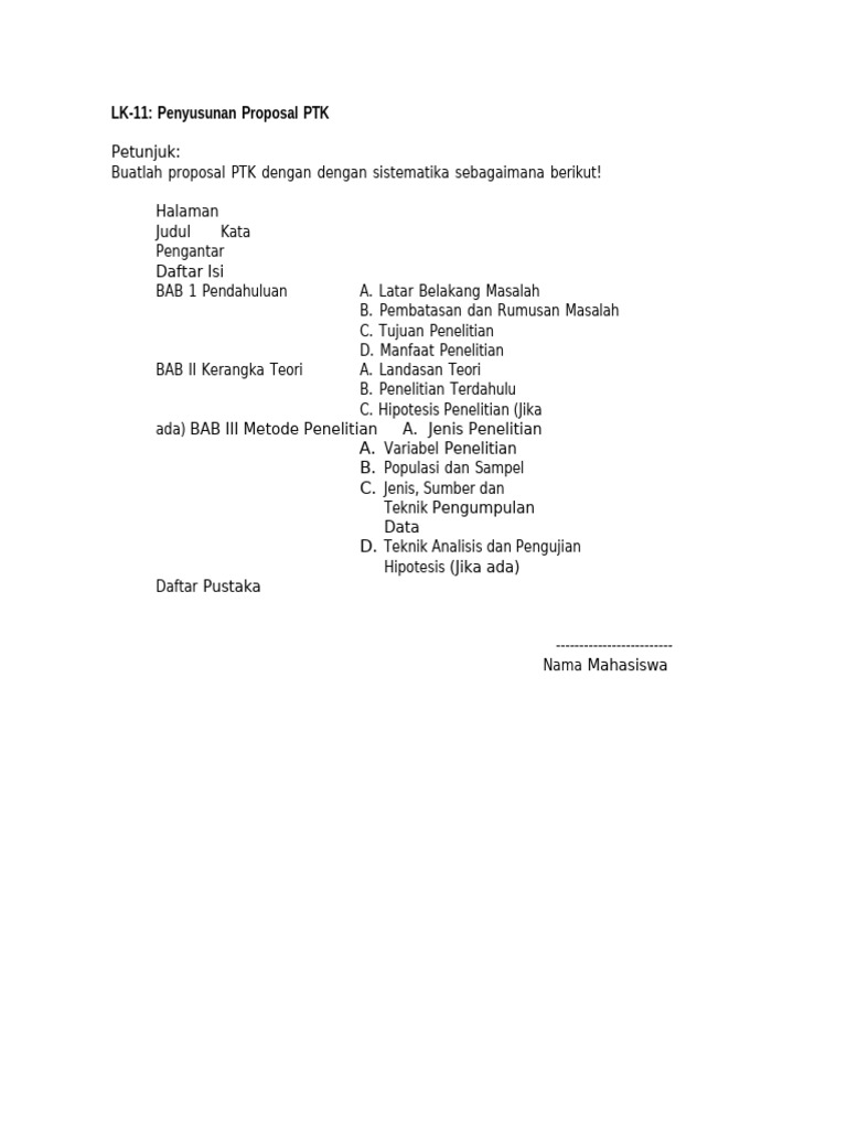 LK 11 - Proposal PTK | PDF