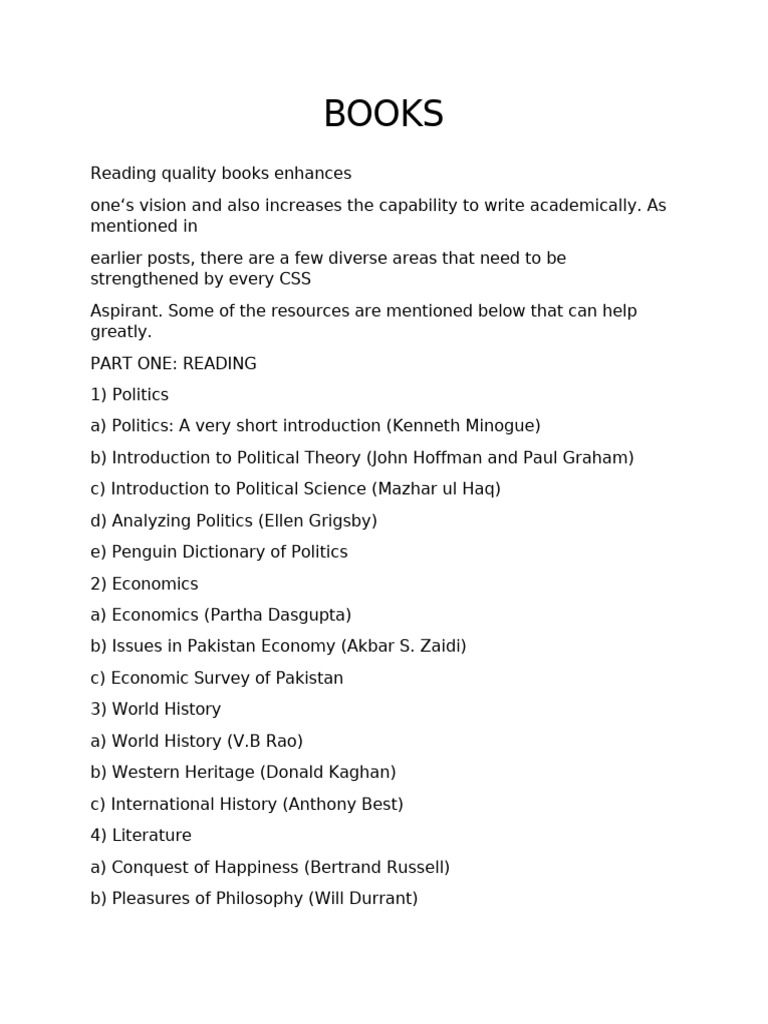 CSS BOOKS TO READ | PDF
