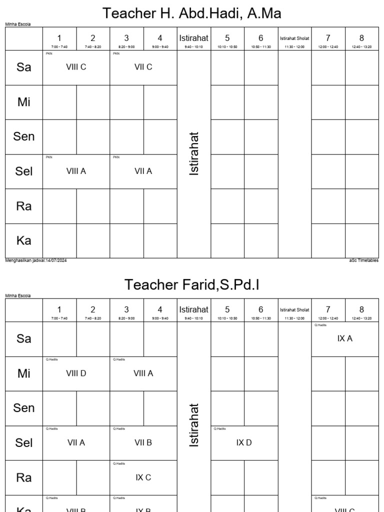 Jadwal Perguru | PDF