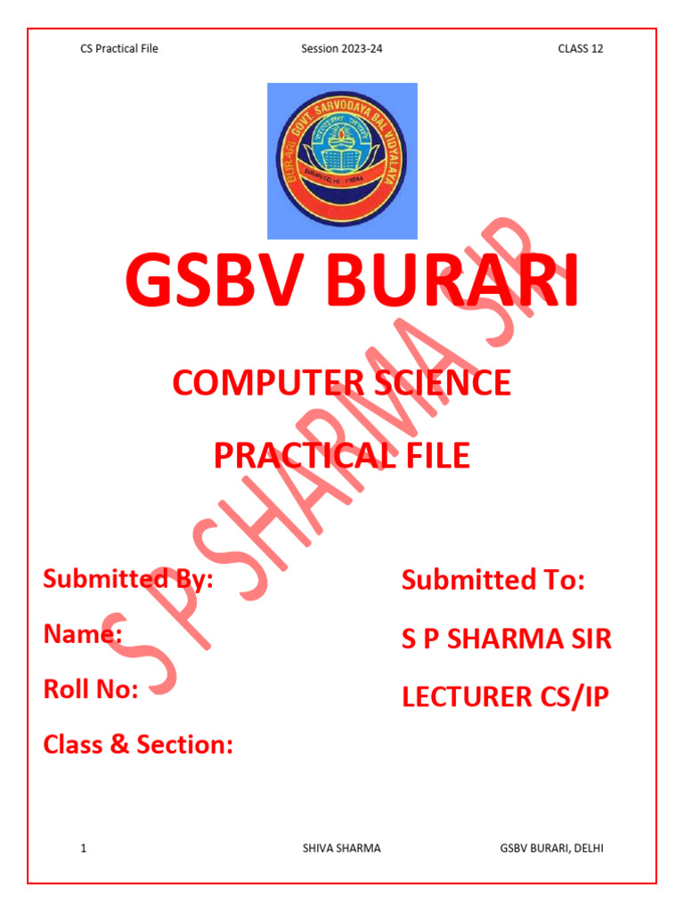 Class 12 CS Practical File Index | PDF | Sql | Table (Database)