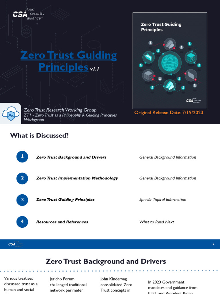Zero Trust Guiding Principles v1.1 | PDF | Risk | Computer Security