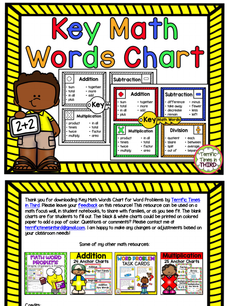 Key Math Words for Word Problems | PDF