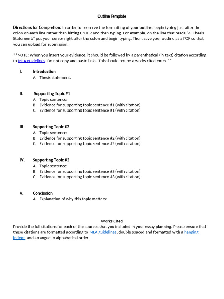 ENC1101 - Outline Template | PDF