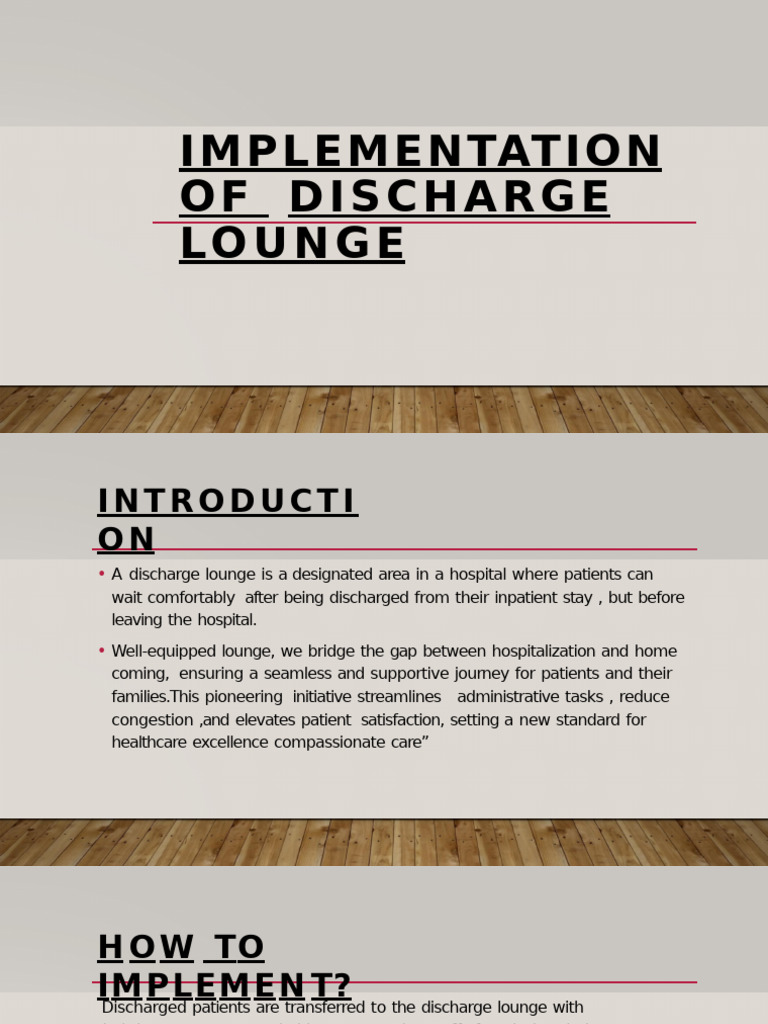 Implementation of Discharge Lounge 3.0-1 | PDF | Patient | Hospital