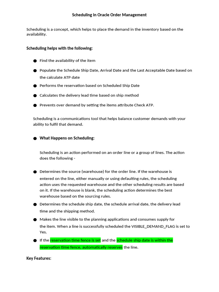 Scheduling in Order Management | PDF | Inventory | Warehouse