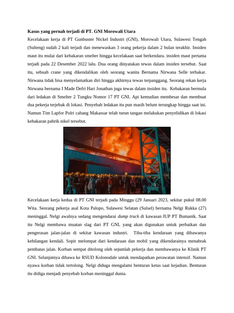 Kasus yang pernah terjadi di PT.GNI | PDF