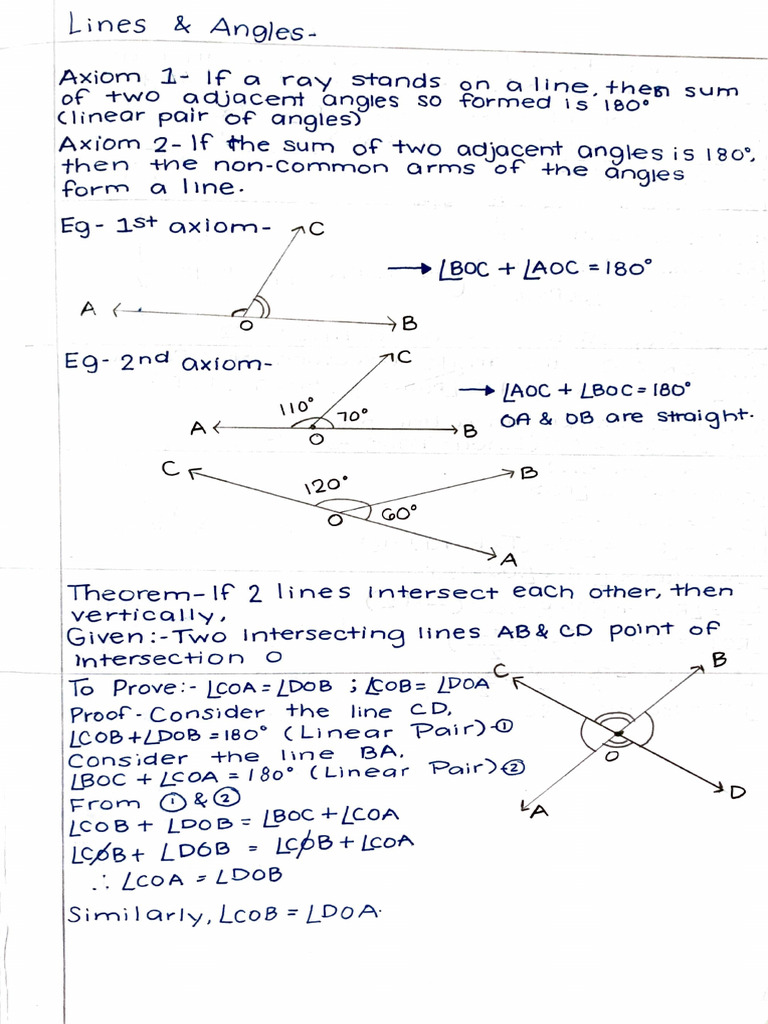 Lines and Angles Notes | PDF | Elementary Geometry | Euclidean Geometry