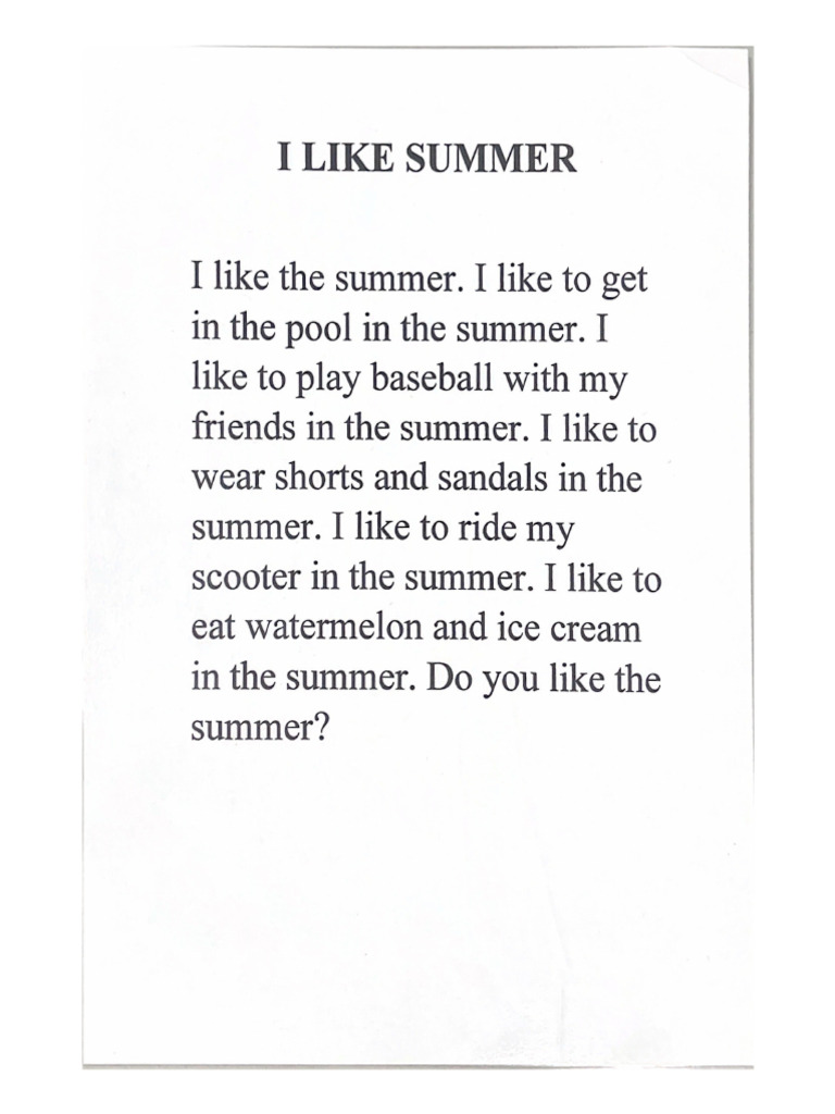 I Like Summer | PDF