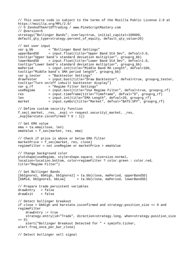 Bollinger Stock Strategy (Profitable) | PDF | Computer Programming