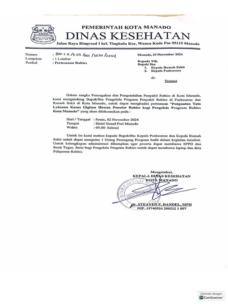 Surat Undangan Pertemuan Rabies | PDF