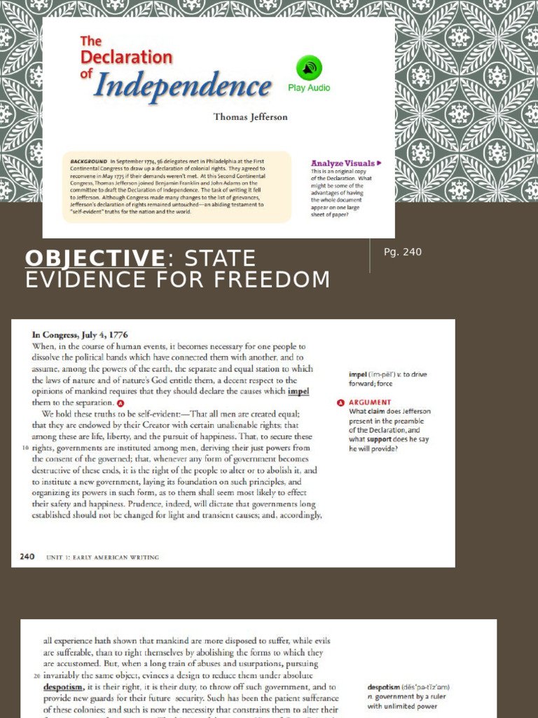 Declaration of Independence Study Guide | PDF