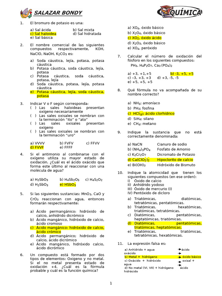 QUIMICA - Semana 4 | PDF | Hidróxido | Redox