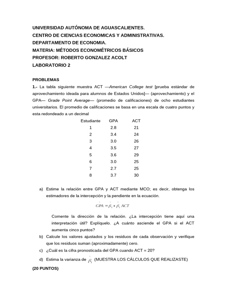 Lab2 Semestre2 2024 | PDF | Análisis de regresión | Mínimos cuadrados ordinarios