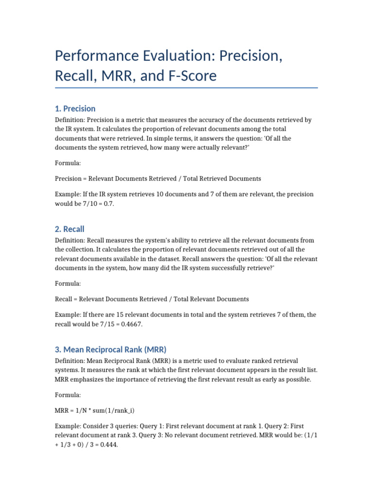 Performance Evaluation IR Systems | PDF