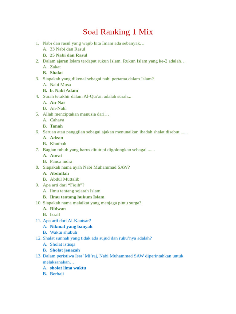 Soal Ranking 1 Mix | PDF