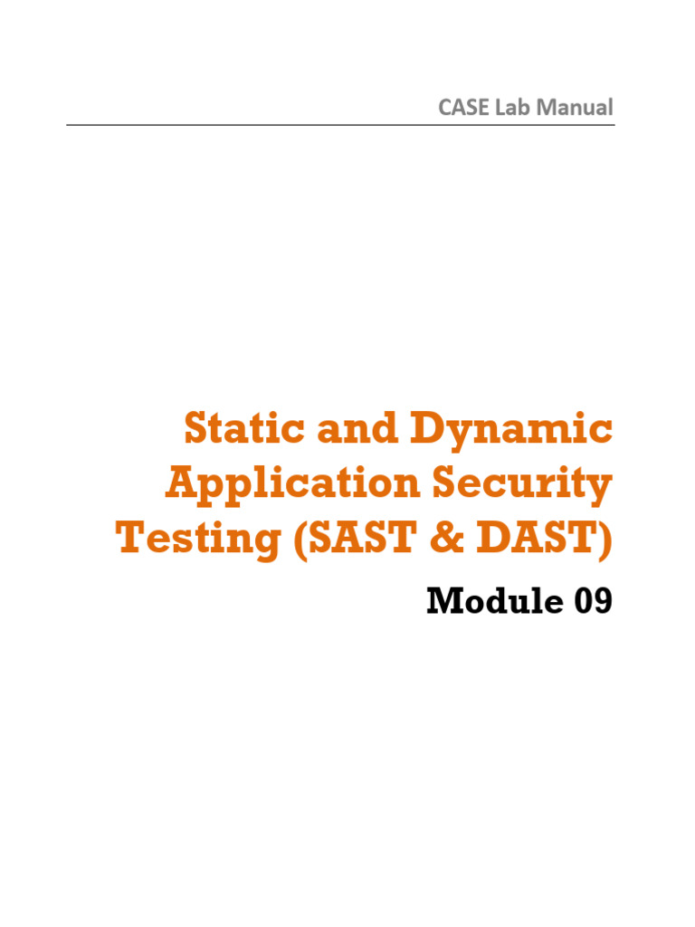 Module 09 Static And Dynamic Application Security Testing Sast And Dast Pdf Computing Software 5325