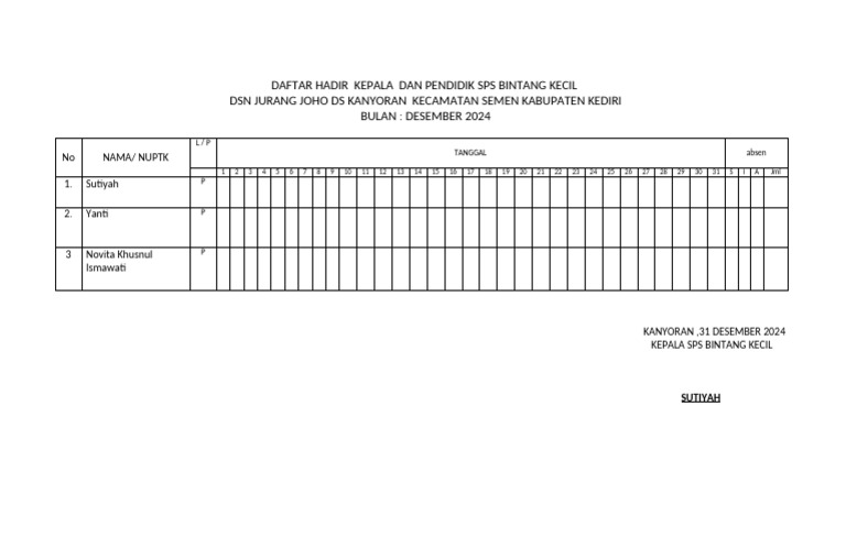 PRESENSI BULAN JUNI | PDF