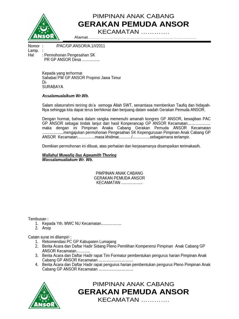 Contoh Surat Pengantar Pengajuan SK | PDF