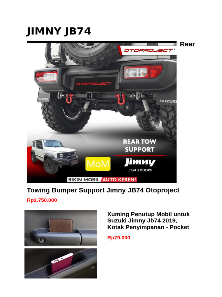 Jimny JB74 Accessories and Pricing Guide | PDF