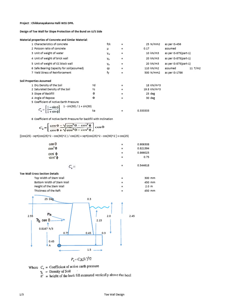 Toe Wall Design for Slope Protection | PDF | Materials | Building ...