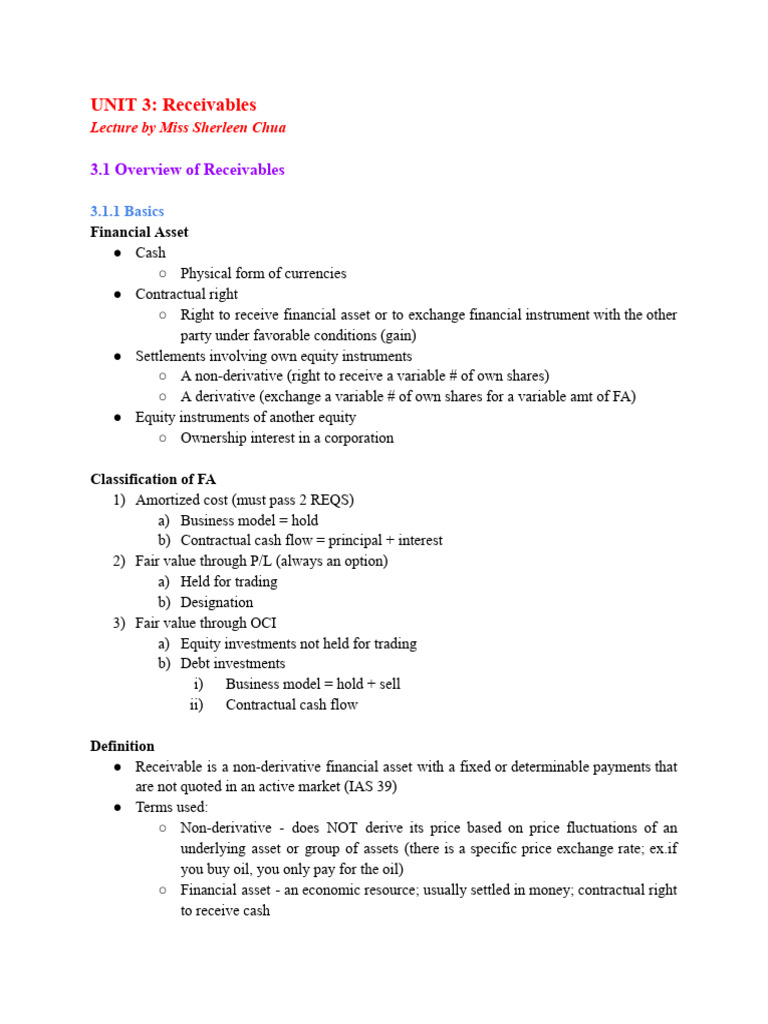 UNIT 3_ Receivables | PDF | Loans | Credit Card