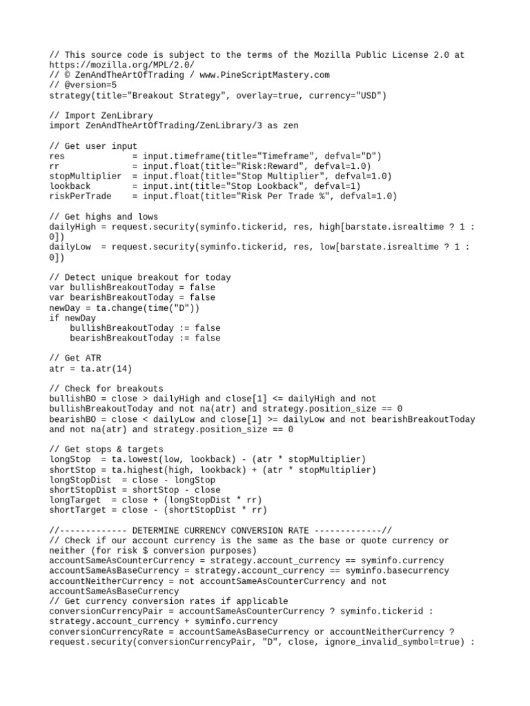 Breakout Trading Strategy in Pine Script | PDF | Computing