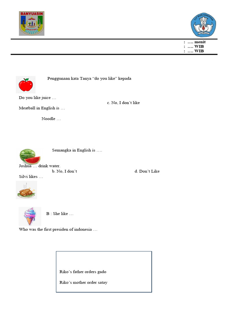 B Inggris Kelas 3 Pdf Lunch Asian Cuisine