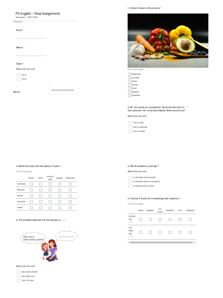 P2 English Final Assignment Guide | PDF | Waiting Staff | Food And ...