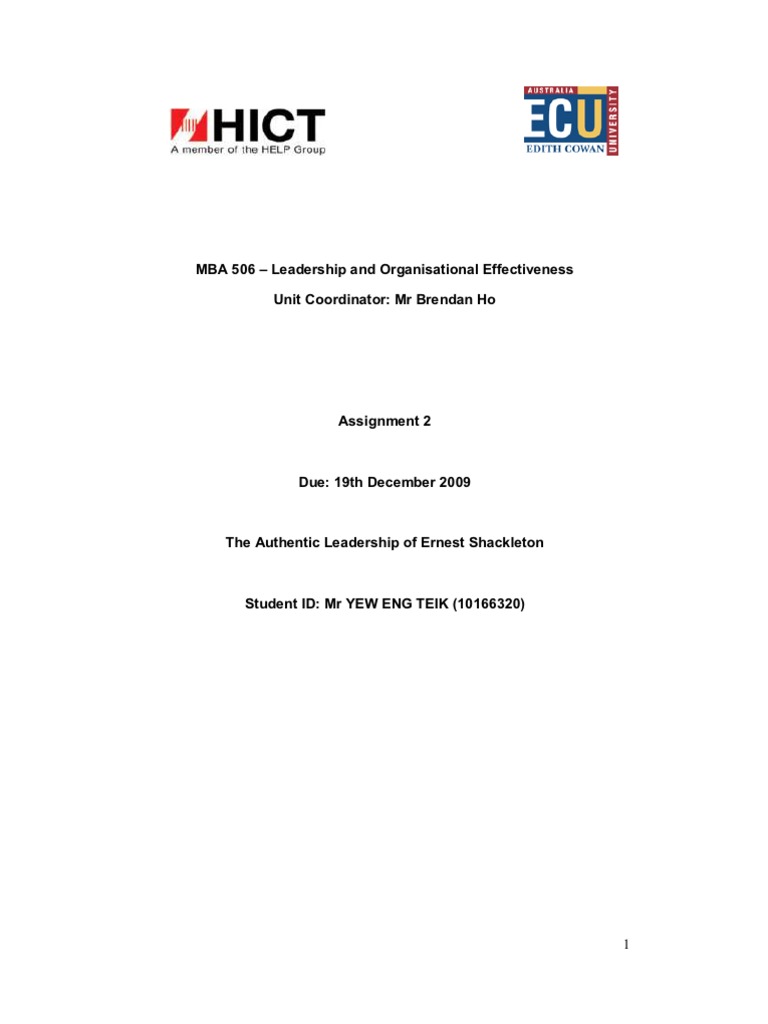 Authentic Leadership of Sir Ernest Shackleton | PDF | Ernest Shackleton ...