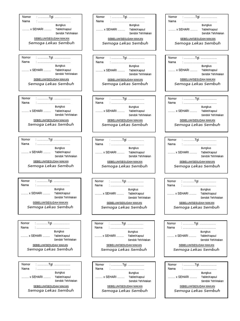 LABEL OBAT MINUM | PDF