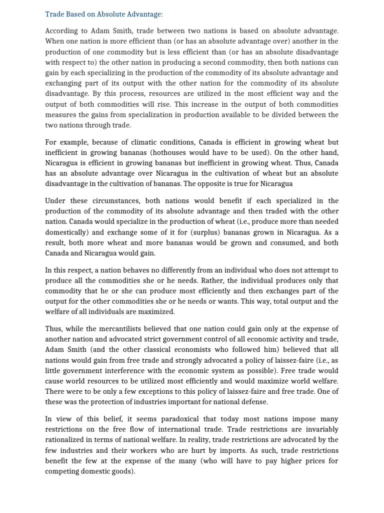 Understanding Absolute Advantage in Trade | PDF | Free Trade | Economics