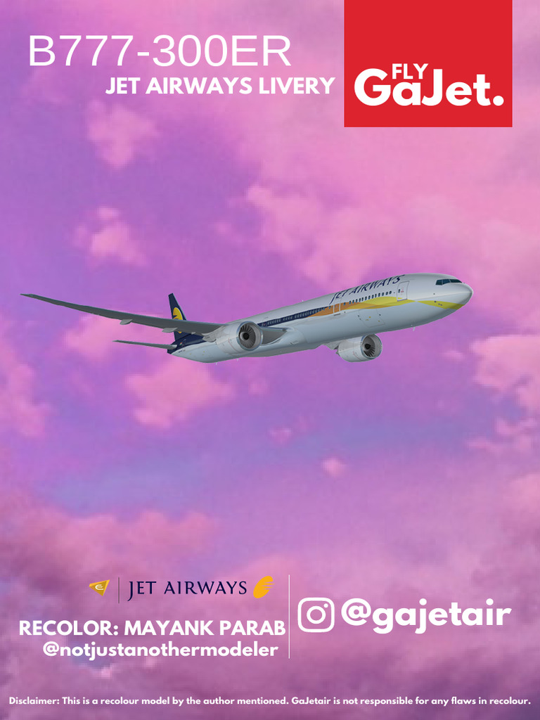 Jet Airways B777 Papercraft Model | PDF | Aviation | Aircraft