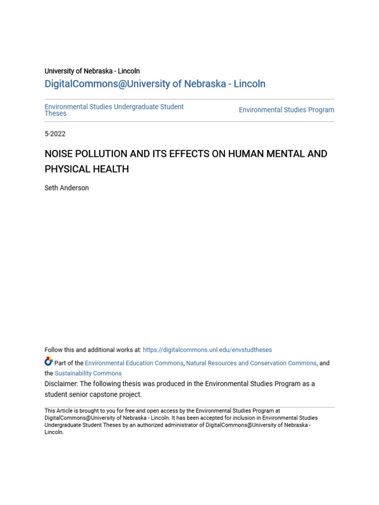 Noise Pollution and Its Effects On Human Mental and Physical Heal | PDF ...