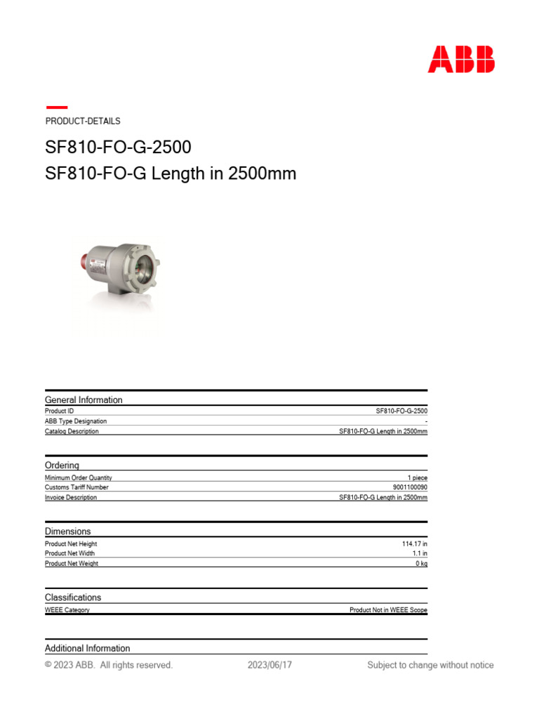 SF810-FO-G Length in 2500mm | PDF