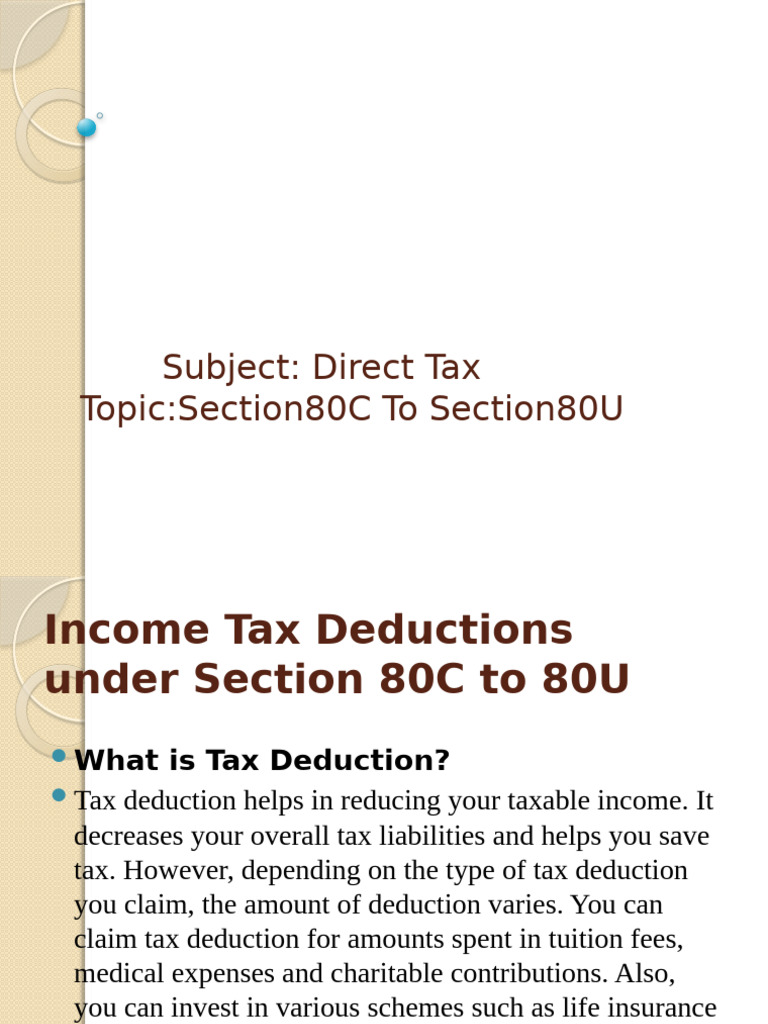 80C to 80U | PDF | Tax Deduction | Pension