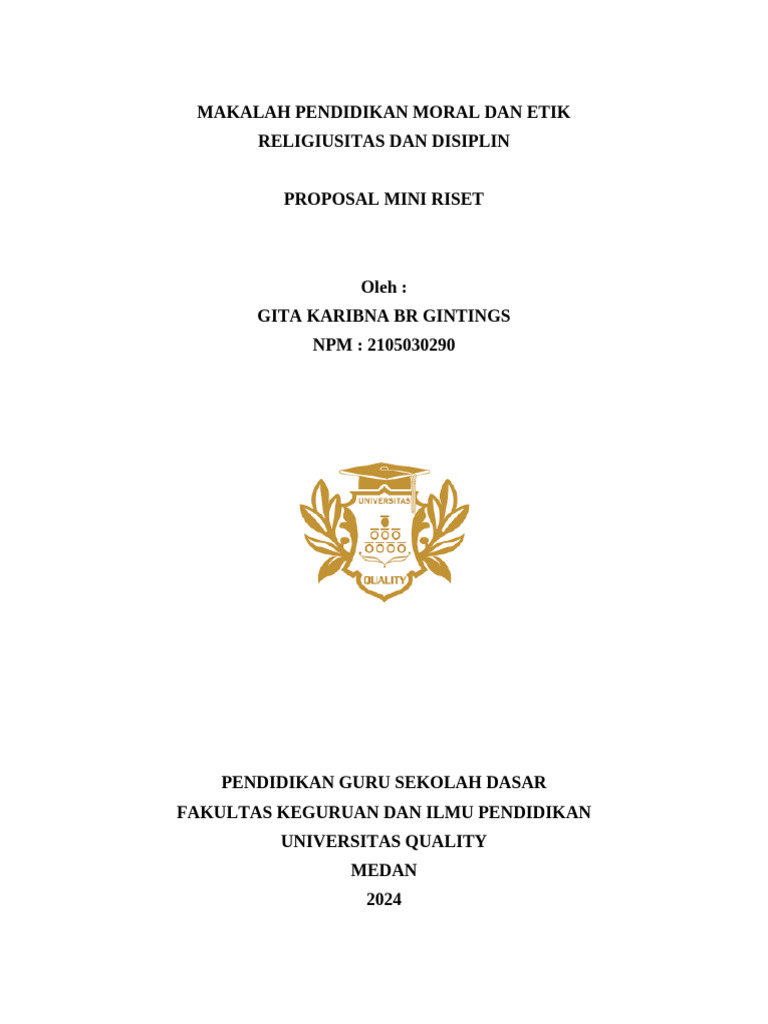 Kerangka Mini Riset PENDIDIKAN MORAL DAN ETIK Gita Karibna BR Gintings | PDF