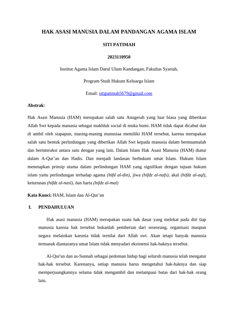 HAM dalam Perspektif Islam dan Al-Qur'an | PDF