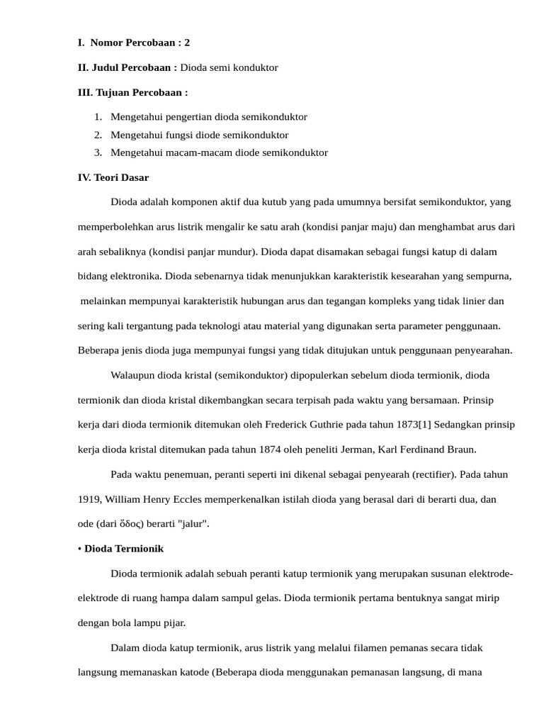 Laporan Eldas Dioda semikonduktor | PDF