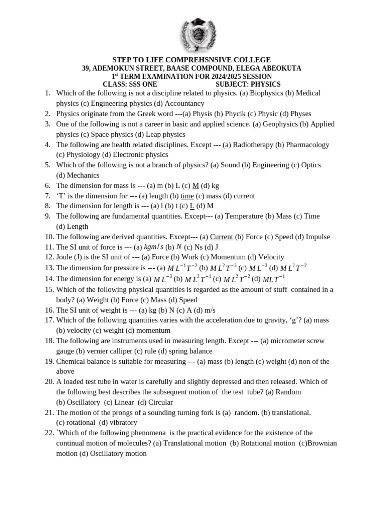 SSS ONE PHYSICS | PDF | Weight | Force