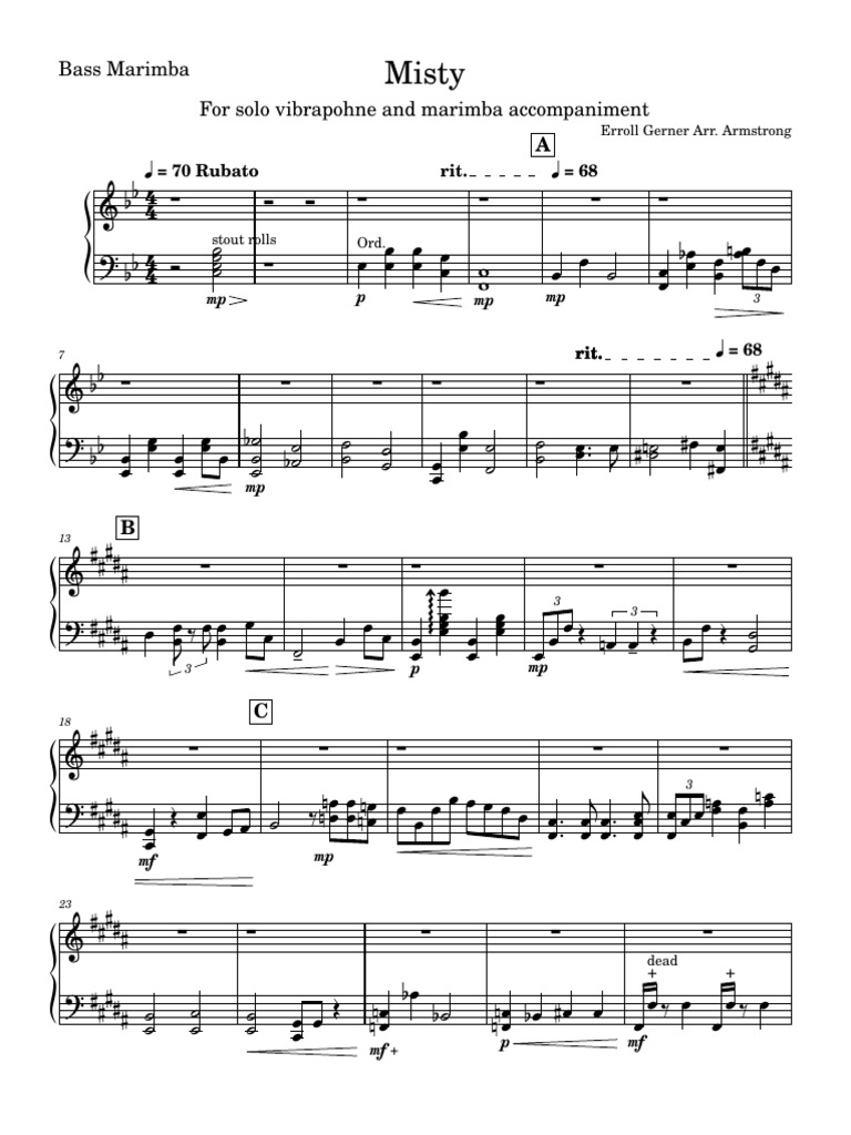 Misty Bass Marimba | PDF | Percussion Instruments | Musical Instruments