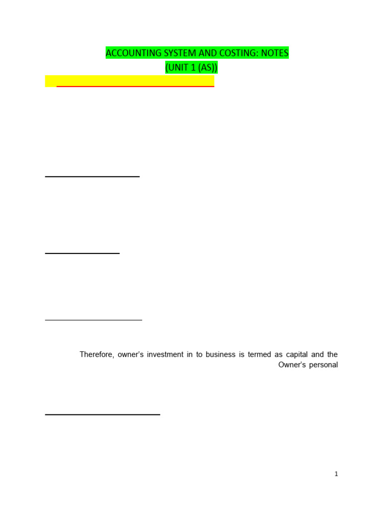 A level notes | PDF | Depreciation | Expense