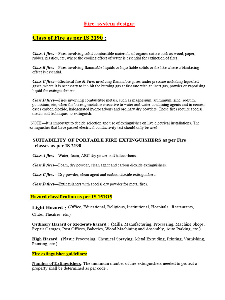 Fire Protection System Design Summery of Formula and Calculation | PDF ...