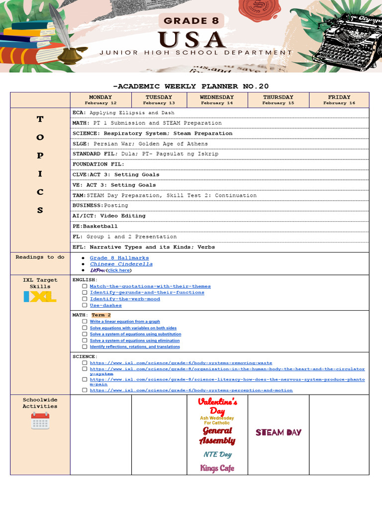 AWP No.20- Grade 8 USA | PDF